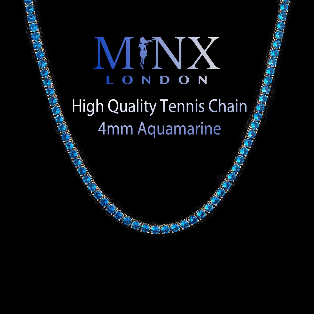 Tennis Chain Blue Diamond Tennis Chain Tennis Necklace - Etsy