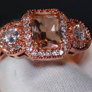 Rose Gold Three Stone Ring | Rose Gold Ring Chocolate Ring | Rose Gold ...