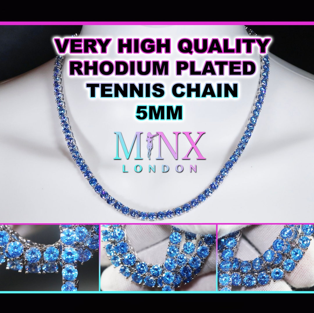 Tennis Chain | Blue Diamond Tennis Chain | Tennis Necklace | Aquamarine ...
