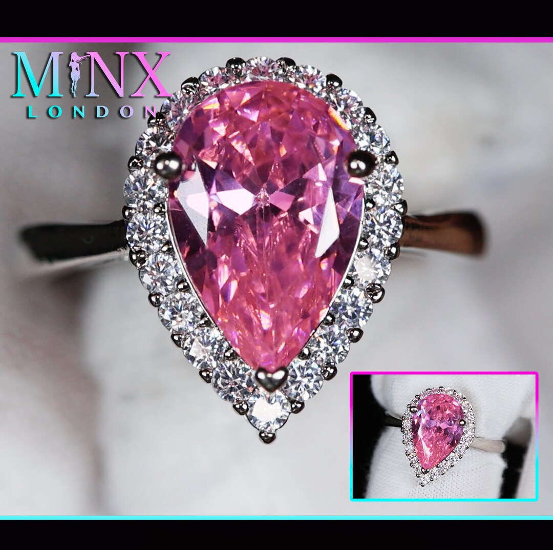 Pink diamond teardrop ring store