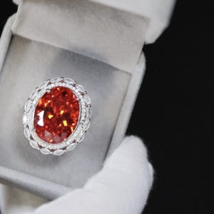 Big Red Oval Diamond Ring | Red Oval Diamond Ring | Big Red Diamond ...