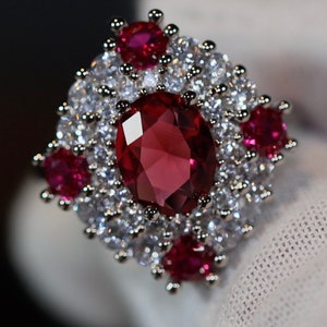 Red Oval Diamond Ring | Red Diamond Ring | Ruby Engagement Ring | Ruby ...