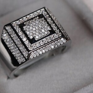Iced Out Ring | Mens Iced Out Rings | Mens Silver Diamond Ring | Mens ...