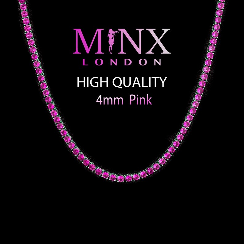 Tennis Chain Pink Diamond Tennis Chain Tennis Necklace - Etsy