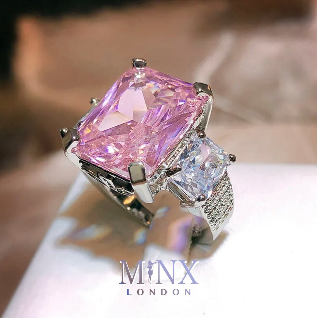 Emerald Ring Pink Diamond Ring Engagement Ring Diamond - Etsy
