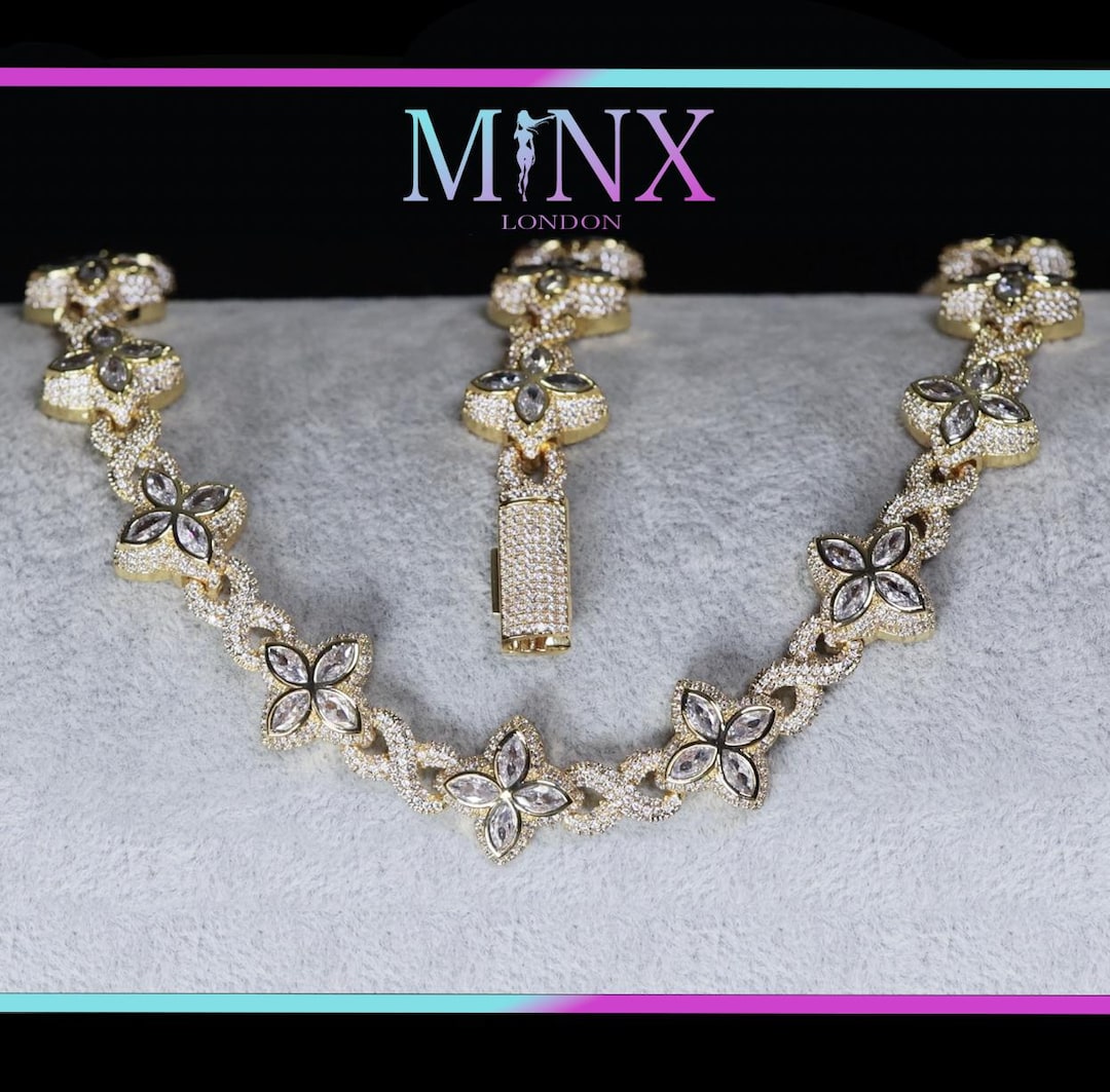 Gold Infinity Link Chain | Men's Green Diamond Necklace | Gold Clover ...