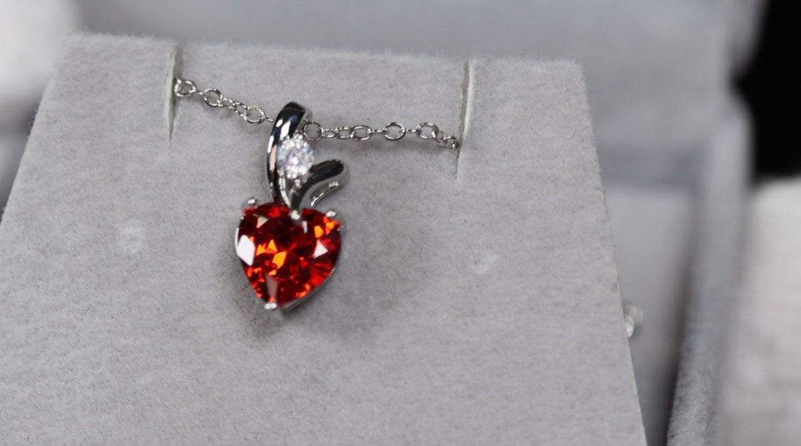 Red Diamond Heart Pendant | Heart Necklace With Diamonds | Diamond ...