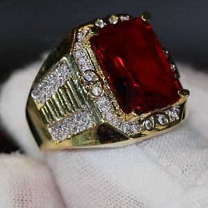 Mens Ruby Ring | Mens Red Diamond Ring | Gold Red Diamond Ring | Ruby ...