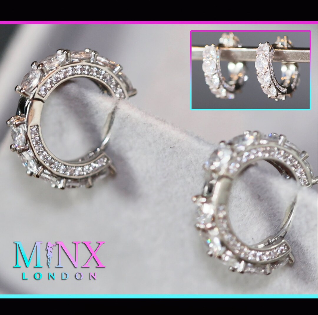 Iced Out Earrings | Diamond Hoop Earrings | Women's Hoop Earrings ...