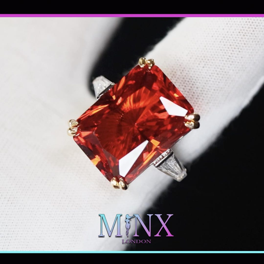 Big Red Diamond Ring | Womens Red Diamond Ring | Red Crushed Diamond ...