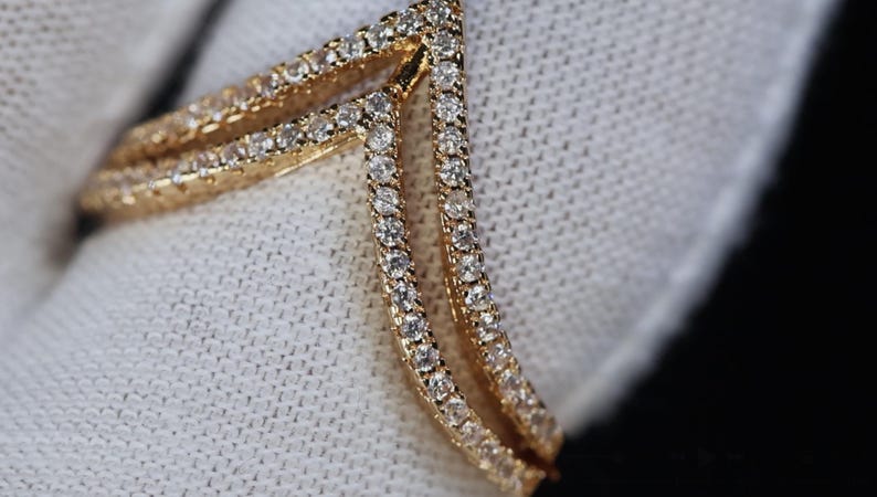 Gold Wishbone Diamond Ring | Wishbone Ring | Gold Wishbone Ring ...