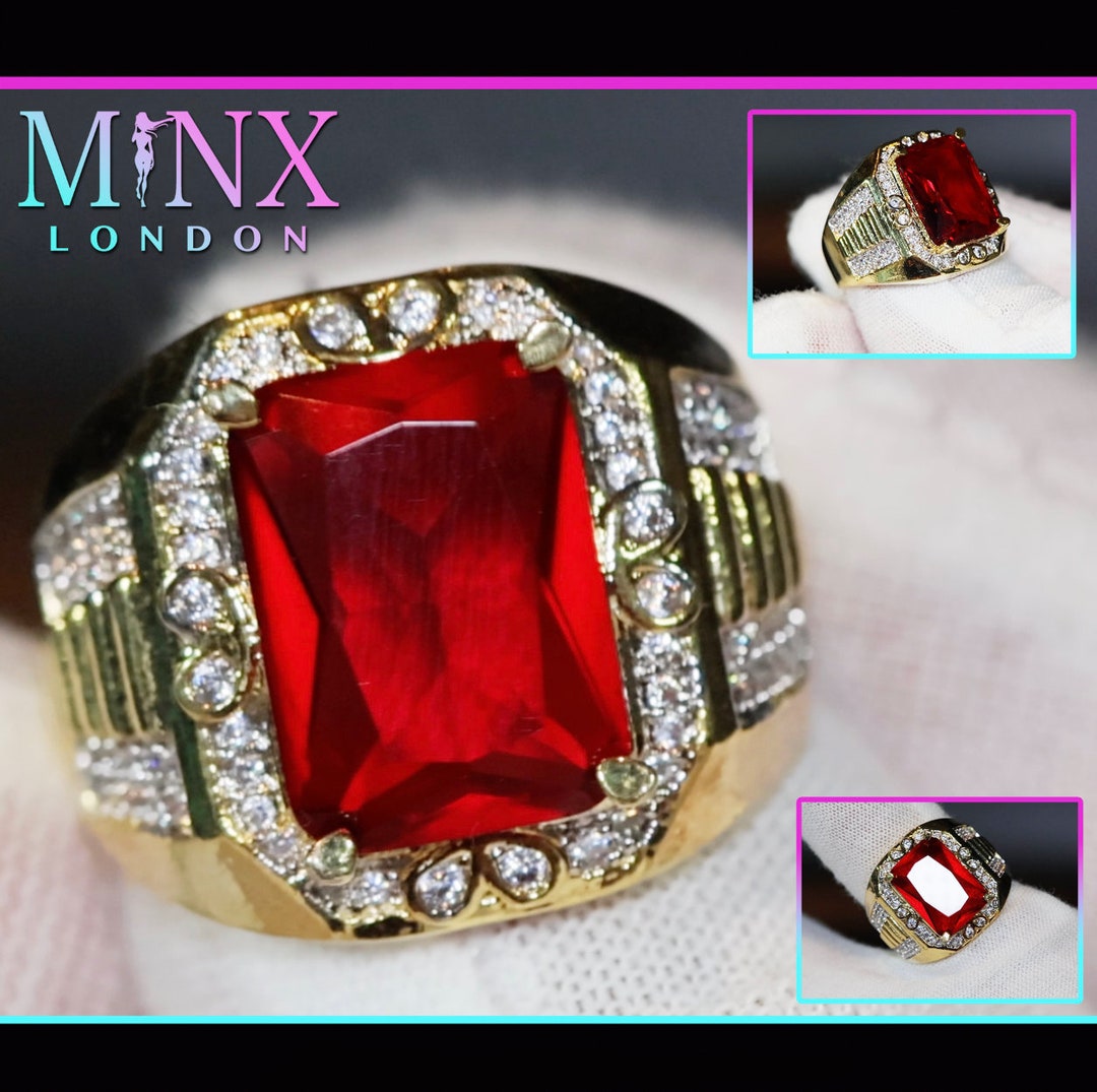 Mens Ruby Ring | Mens Red Diamond Ring | Gold Red Diamond Ring | Ruby ...