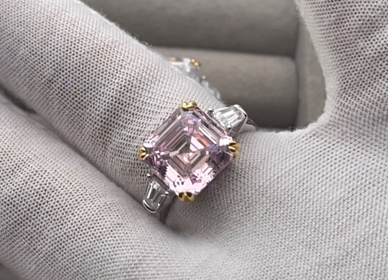 Pink Diamond Ring | Pink Asscher Cut Diamond Ring | Asscher Diamond ...