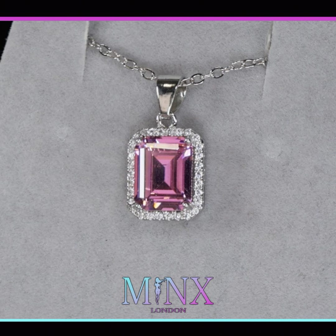 Pink Emerald Cut Diamond Pendant | Womens Pink Diamond Pendant | Pink ...