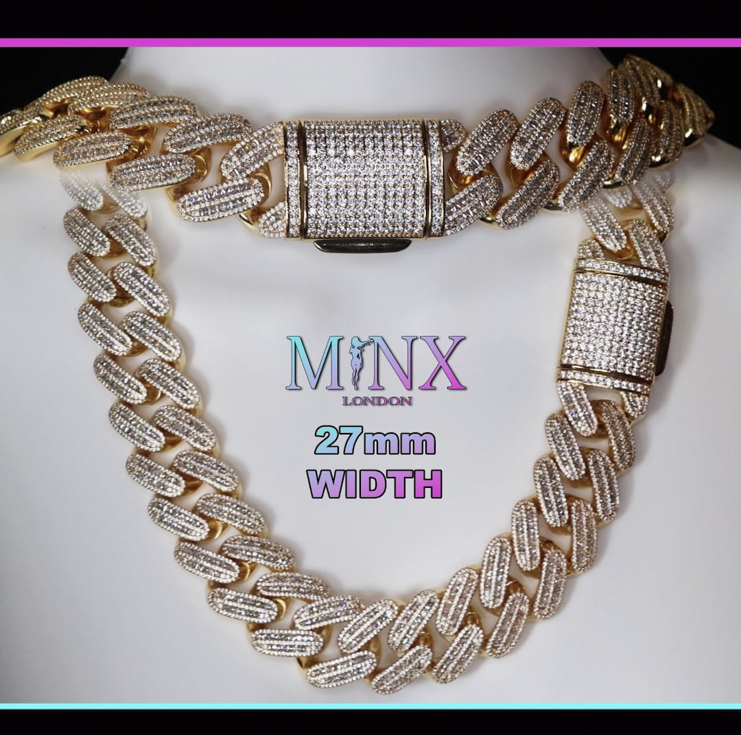 Gold Cuban Link Chain | Gold Diamond Baguette Chain | Gold Iced Out ...