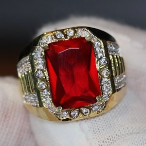 Mens Ruby Ring | Mens Red Diamond Ring | Gold Red Diamond Ring | Ruby ...