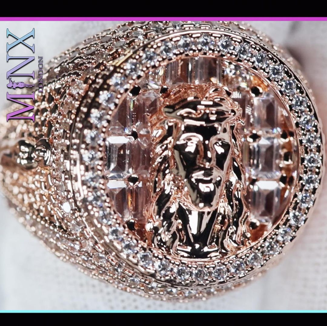 Rose Gold Jesus Ring | Jesus Ring | Baguette Diamond Jesus Ring | Iced ...