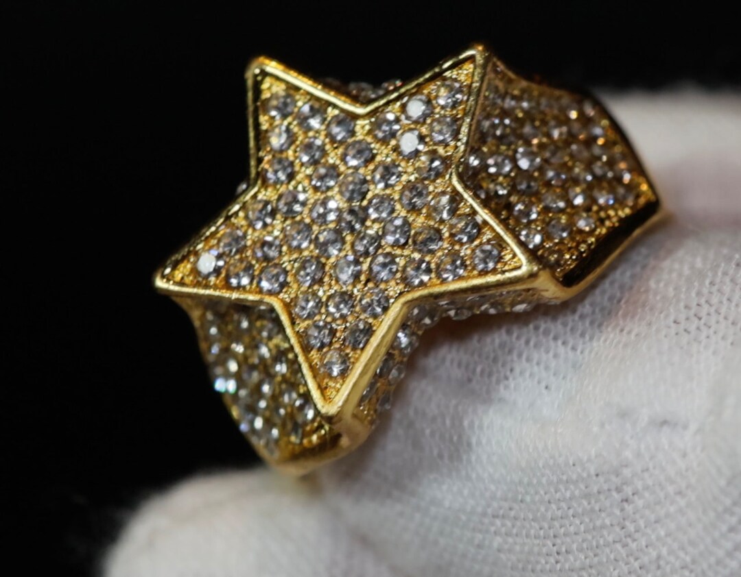 Iced Out Ring | Star Ring | Diamond Star Ring | Star Shaped Ring | Star ...
