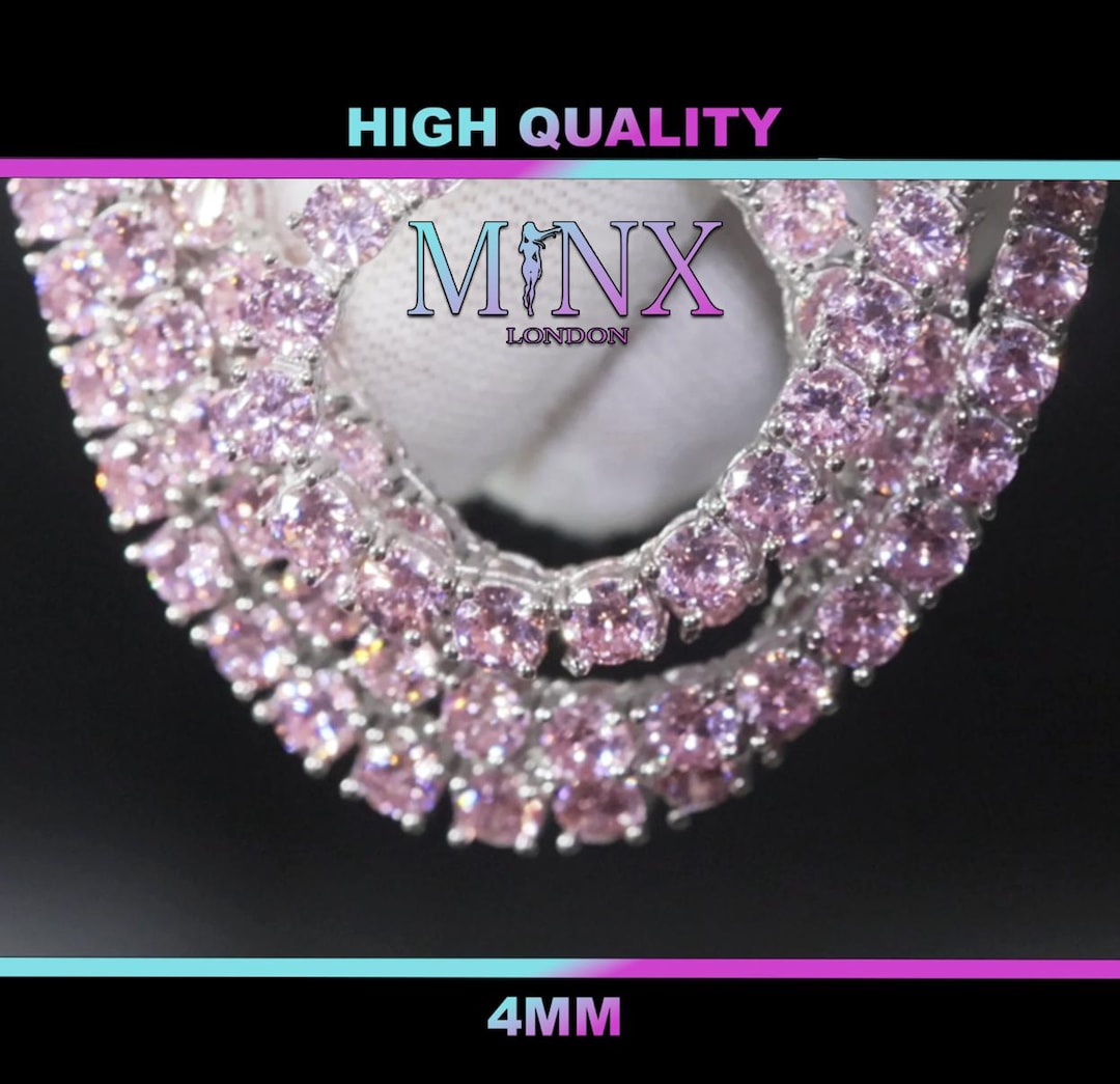 Tennis Chain | Pink Diamond Tennis Chain | Tennis Necklace | Pink ...