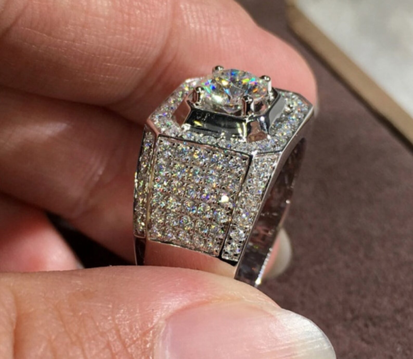 Iced Out Ring / Mens Iced Out Rings / Womens Iced Out Ring | Etsy