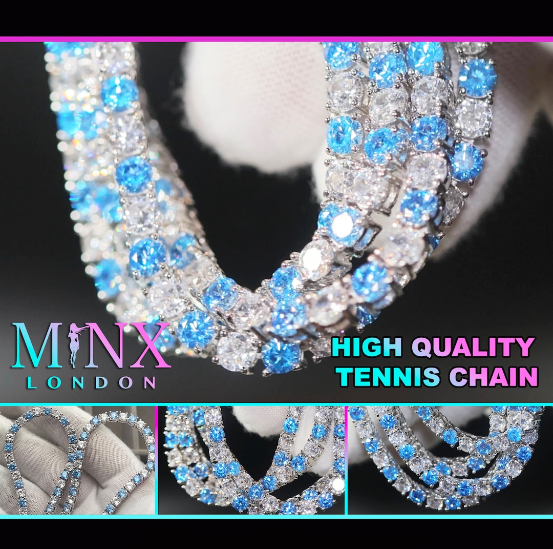Tennis Chain | Blue Diamond Tennis Chain | Tennis Necklace | Mens ...