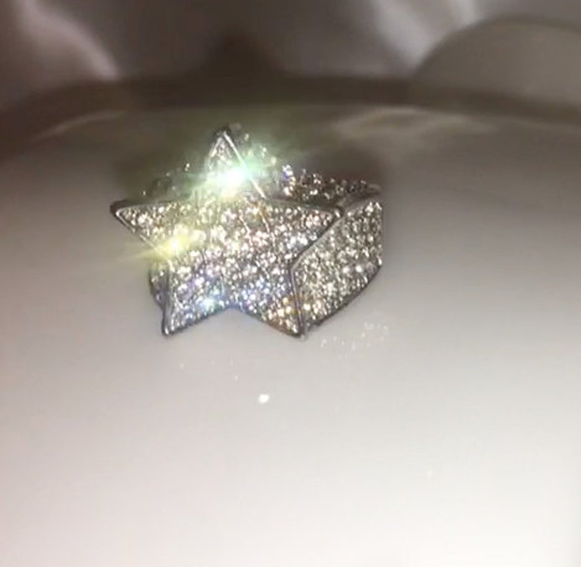 Iced Out Ring Star Ring Diamond Star Ring Star Shaped - Etsy