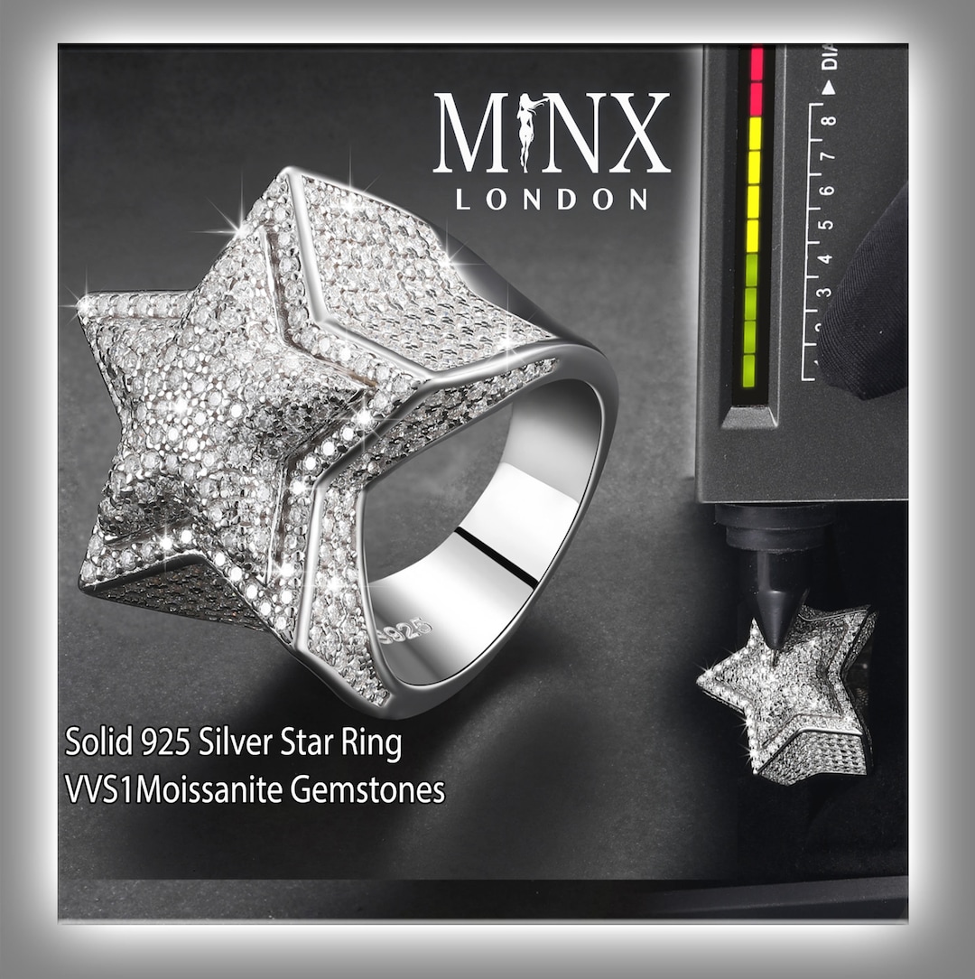 VVS1 Ring Iced Out Ring Star Ring Moissanite Ring Hip - Etsy Canada