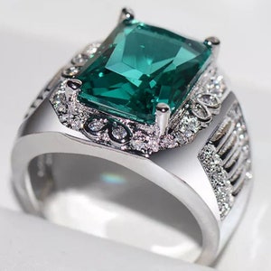 Mens Ring Emerald Green Diamond Ring Iced Out Ring Green - Etsy