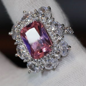 Big Pink Diamond Ring | Pink Diamond Engagement Ring | Baguette Ring ...