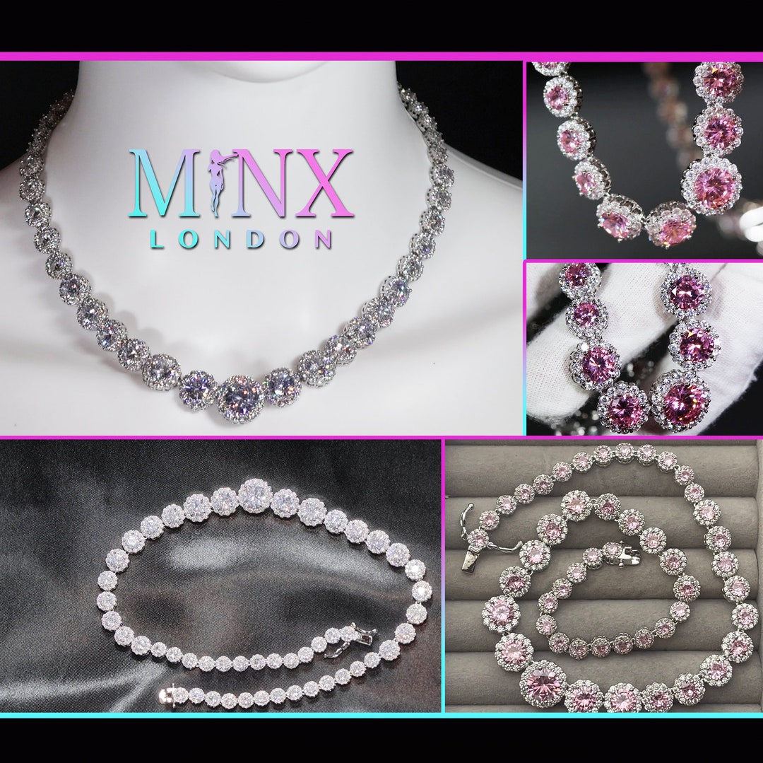 Womens Tennis Chain | Pink Diamond Necklace | Pink Diamond Tennis Chain ...