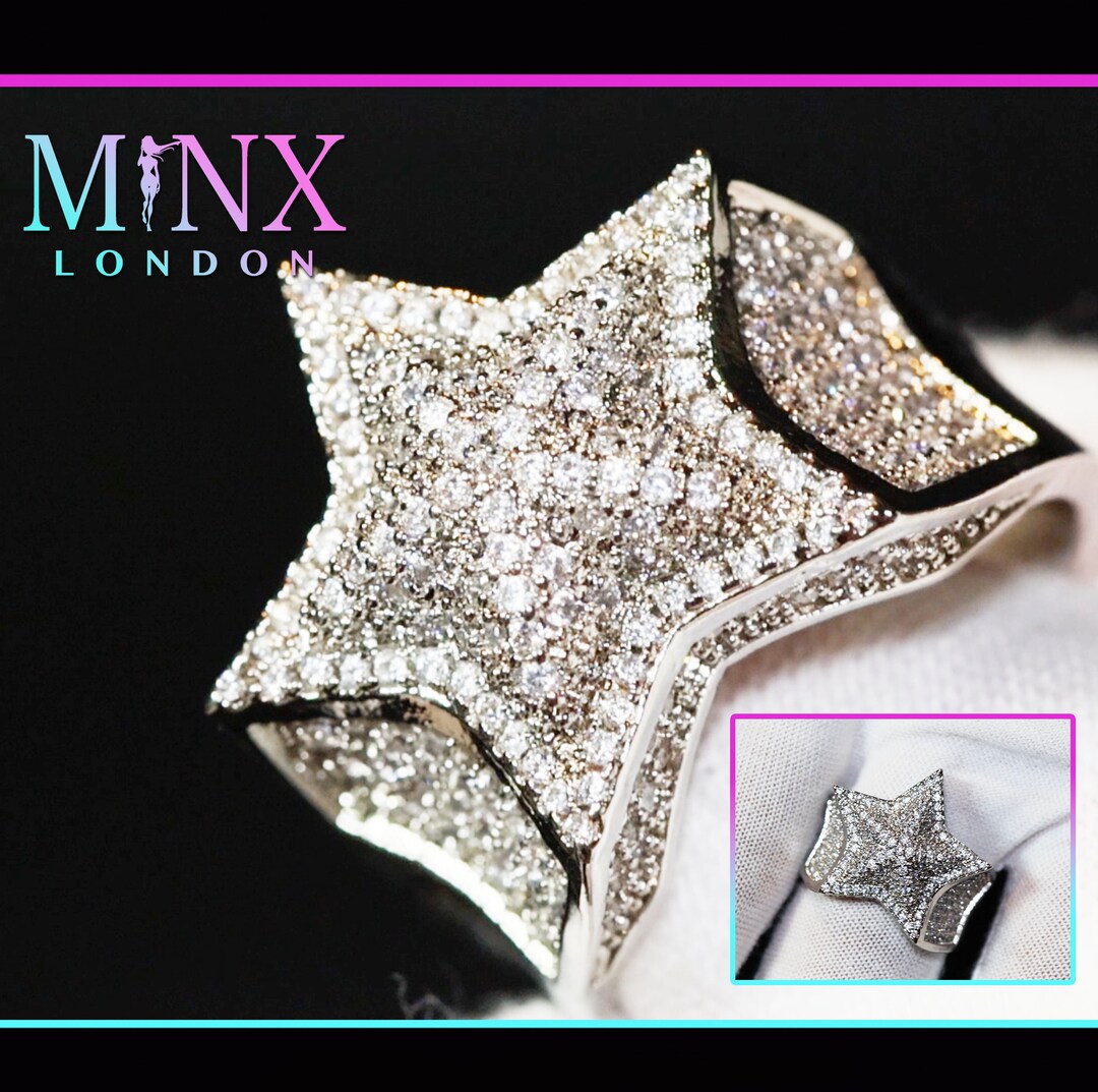 Iced Out Ring | Star Ring | Diamond Star Ring | Mens Iced Out Ring ...