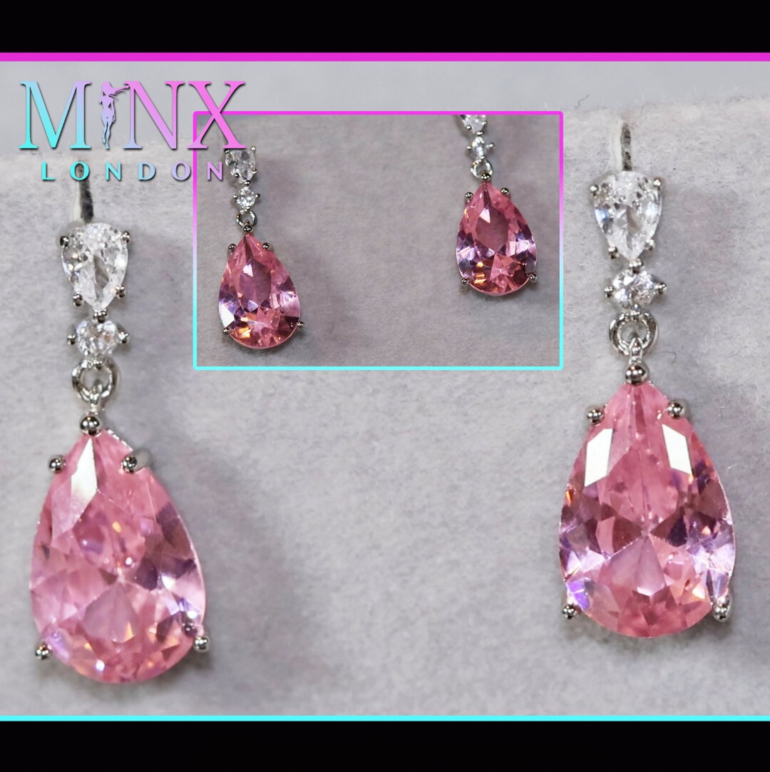 Pink Pear Cut Diamond Earrings | Teardrop Earrings | Pink Diamond ...