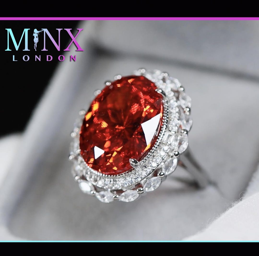 Big Red Oval Diamond Ring | Red Oval Diamond Ring | Big Red Diamond ...