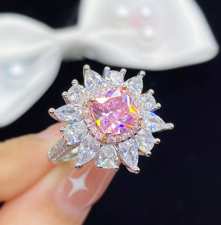 Pink Diamond Ring Pink Diamond Engagement Ring Womens Pink - Etsy
