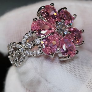 Pink Diamond Ring | Pink Diamond Flower Ring | Womens Pink Diamond Ring ...