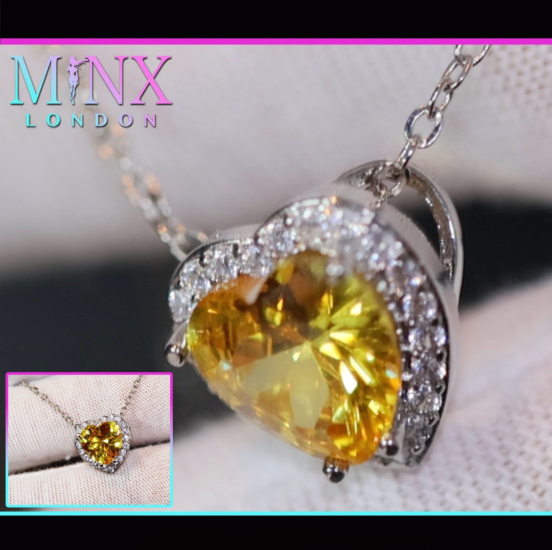 Womens Diamond Necklace | Yellow Diamond Heart Pendant | Heart Necklace With Diamonds | Diamond ...