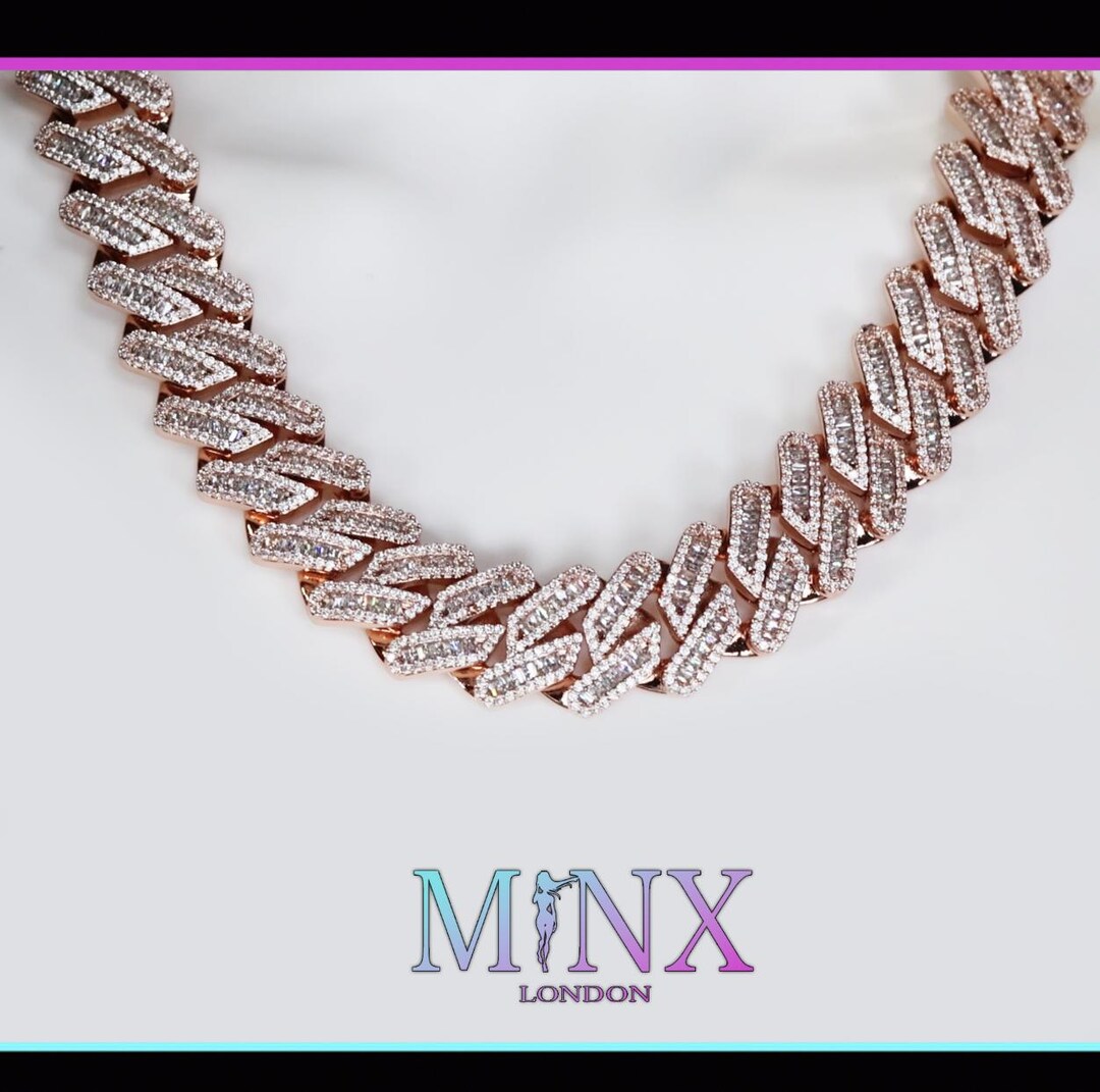 Rose Gold Iced Out Chain | Mens Rose Gold Necklace | Mens Iced Out ...