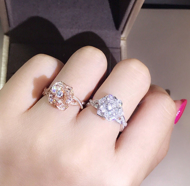 Flower Shape Ring Rose Ring Rose Gold Ring Womens Flower - Etsy UK