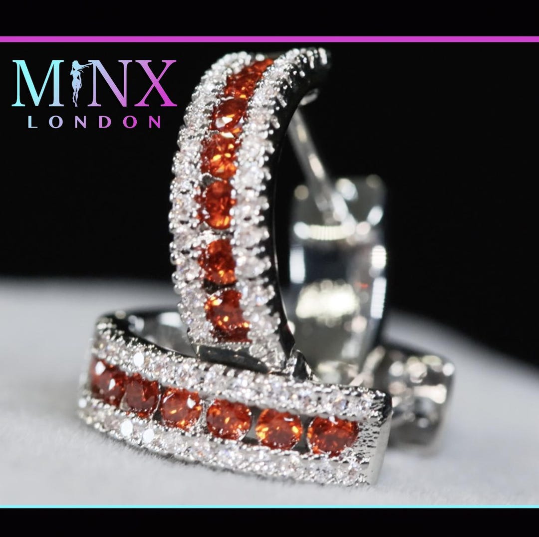 Mens Red Diamond Hoop Earrings | Womens Red Diamond Hoop Earrings | Red ...