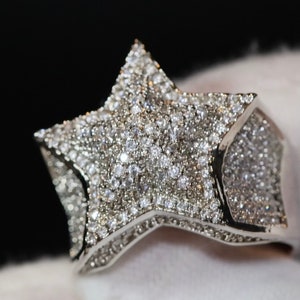 Iced Out Ring | Star Ring | Diamond Star Ring | Mens Iced Out Ring ...