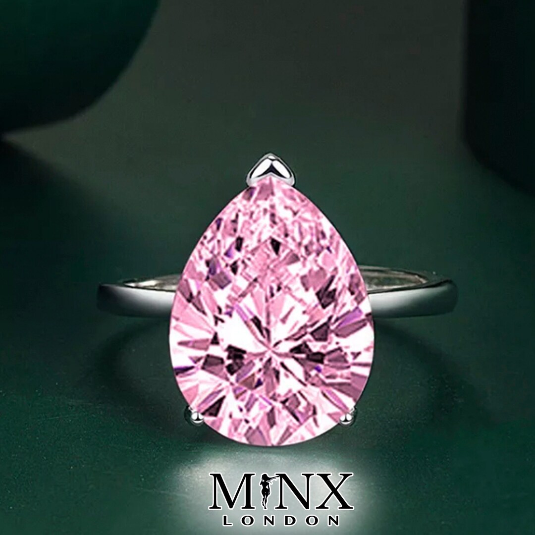 Pink Diamond Ring Teardrop Ring Pear Shape Ring Teardrop Engagement ...