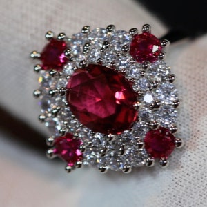Red Oval Diamond Ring | Red Diamond Ring | Ruby Engagement Ring | Ruby ...