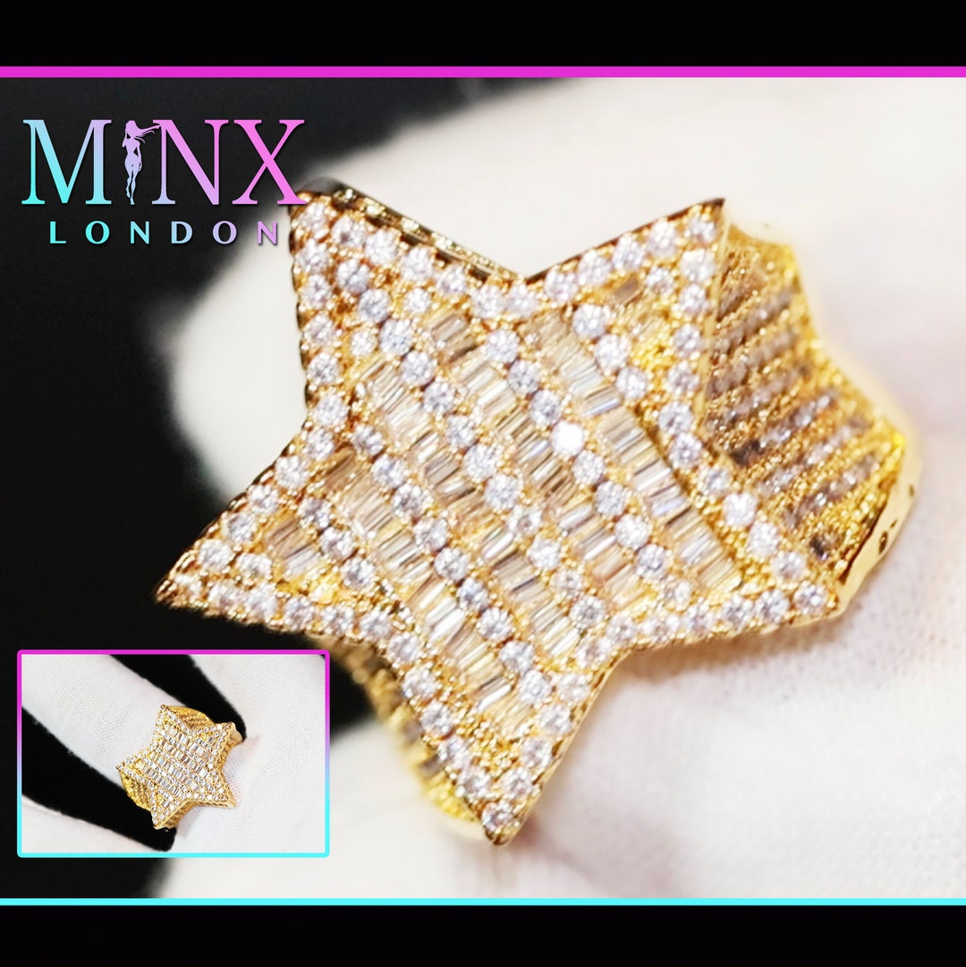 Iced Out Ring | Star Ring | Diamond Star Ring | Star Shaped Ring | Star ...