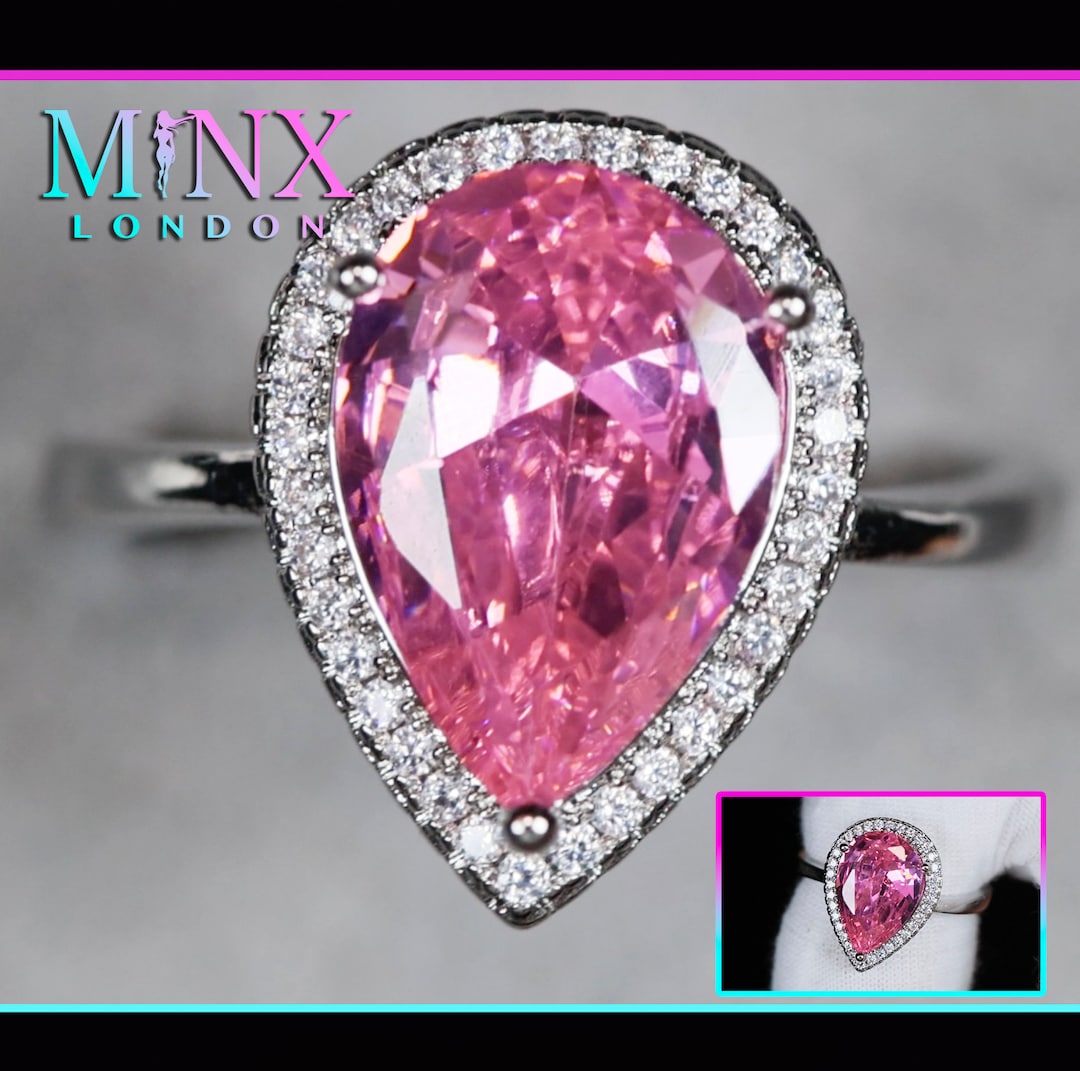 Womens Pink Pear Cut Diamond Ring | Pink Diamond Ring | Teardrop Ring ...