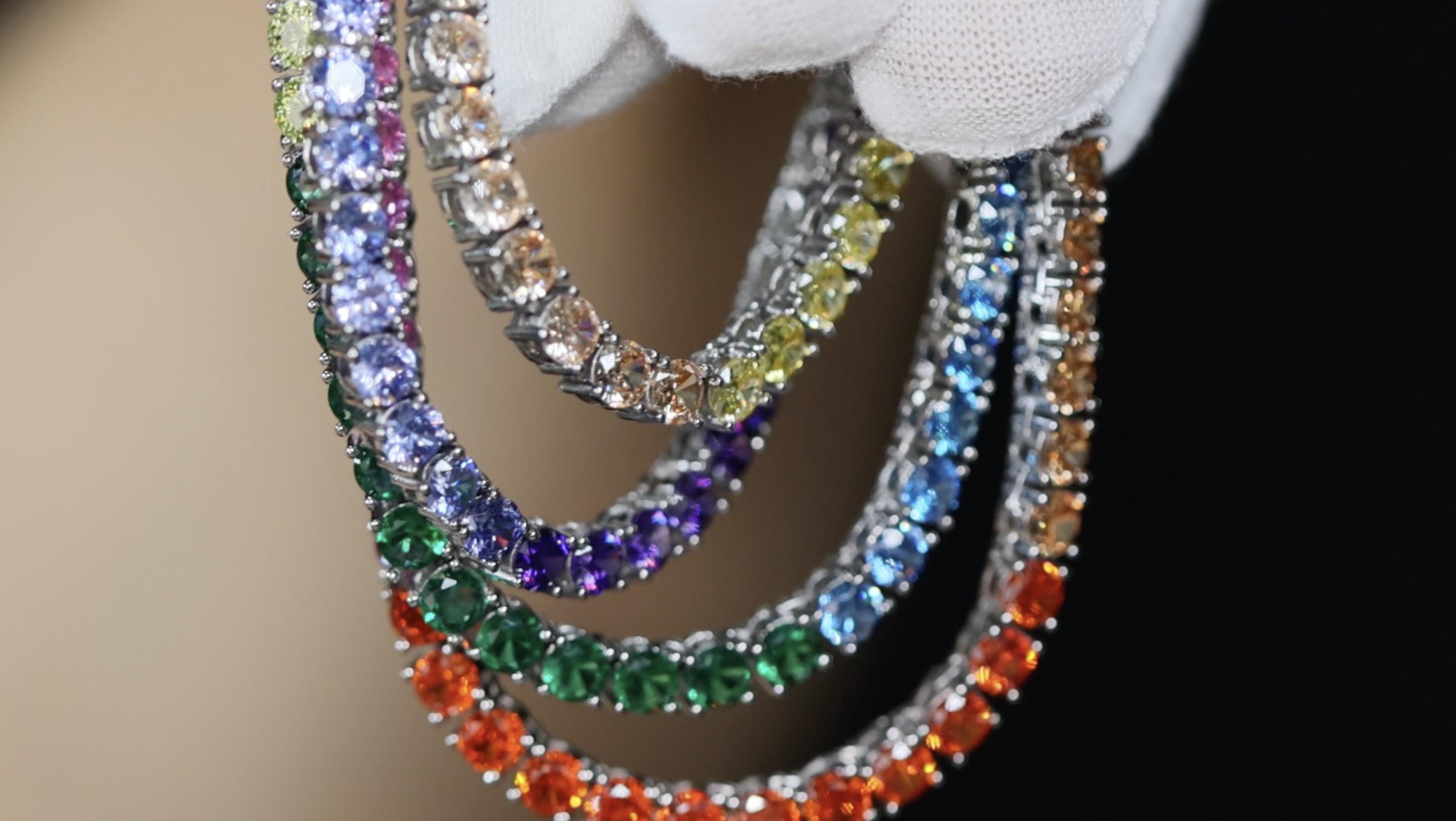 Rainbow Tennis Chain | Rainbow Diamond Tennis Necklace | Multi Coloured ...