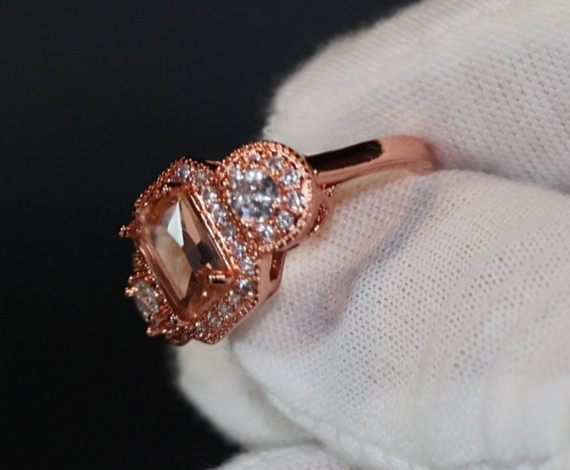 Rose Gold Three Stone Ring | Rose Gold Ring Chocolate Ring | Rose Gold ...