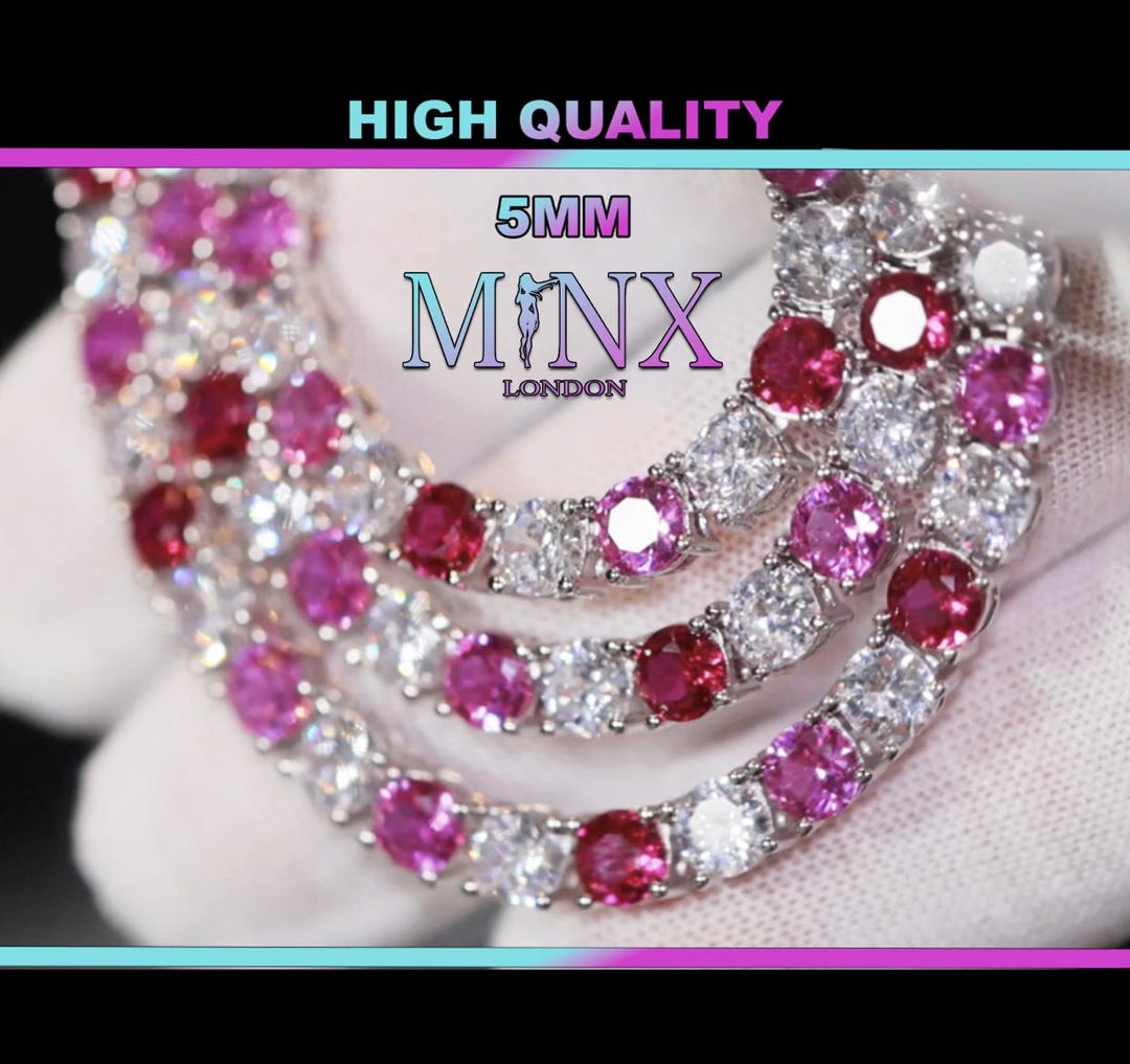 Red Diamond Tennis Chain | Tennis Chain | Pink Diamond Tennis Chain ...