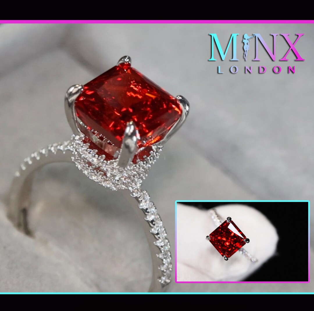 Red Crushed Diamond Ring | Womens Red Diamond Engagement Ring | Red ...