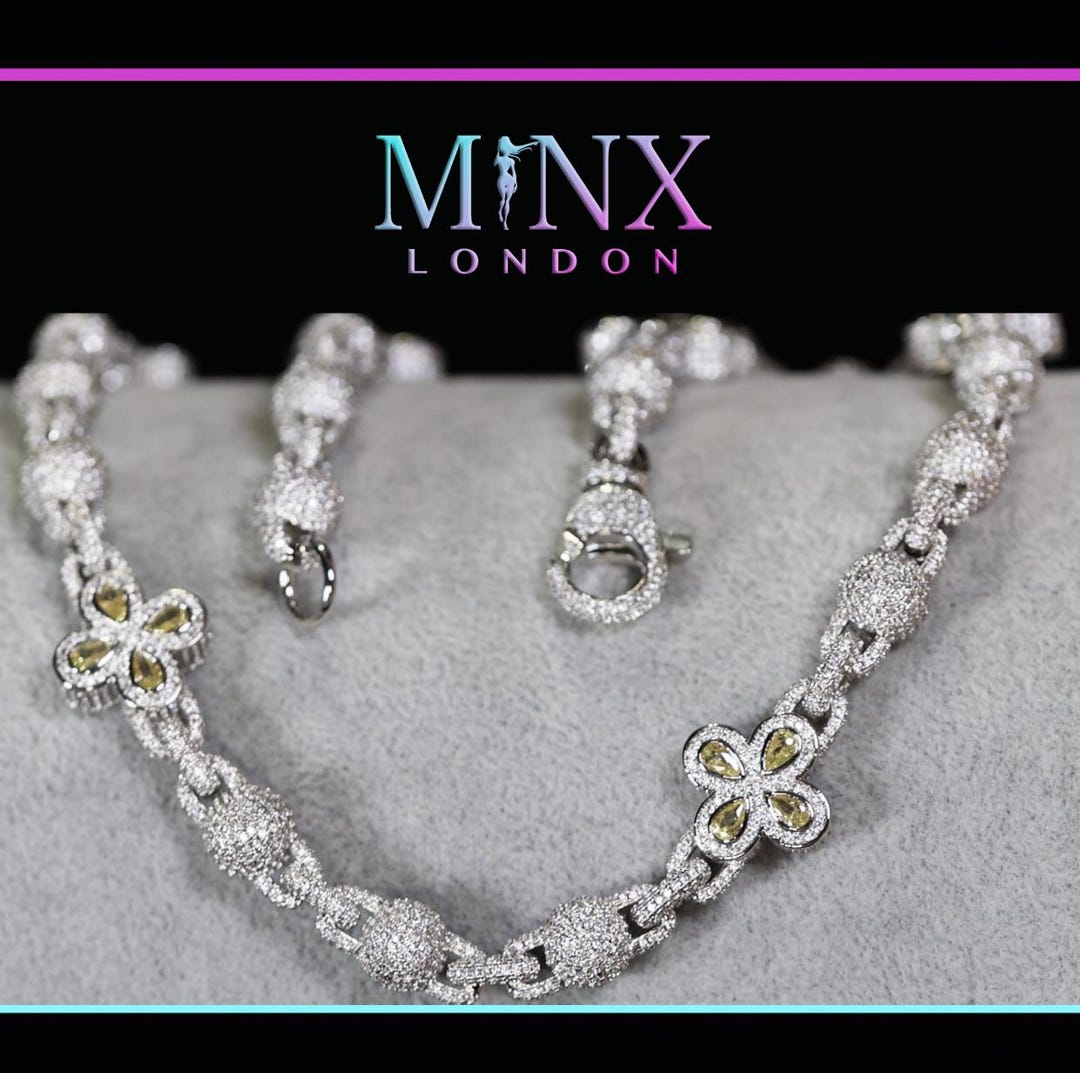 Yellow Diamond Clover Chain | Silver Diamond Ball Link Chain | Yellow ...