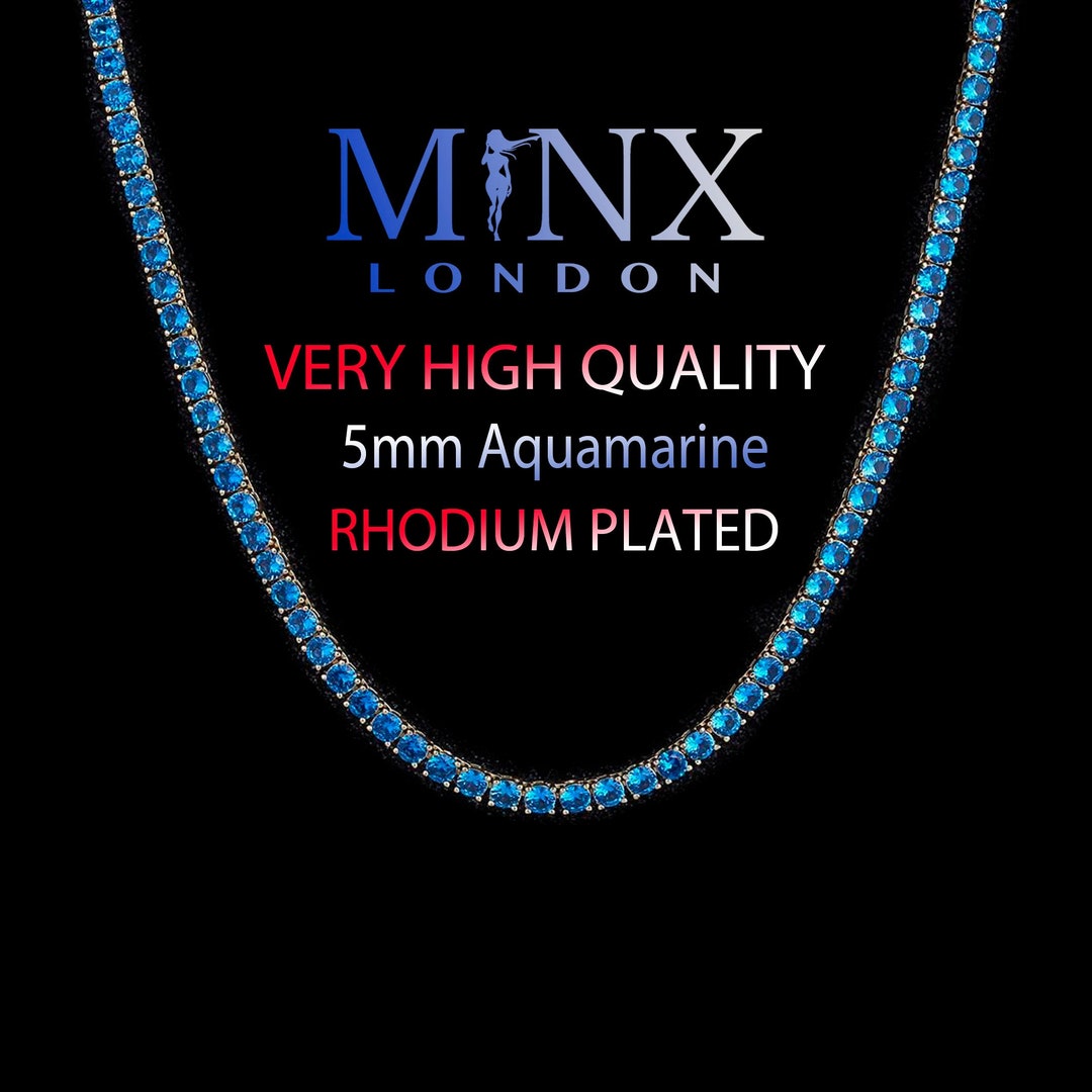 Tennis Chain Blue Diamond Tennis Chain Tennis Necklace - Etsy